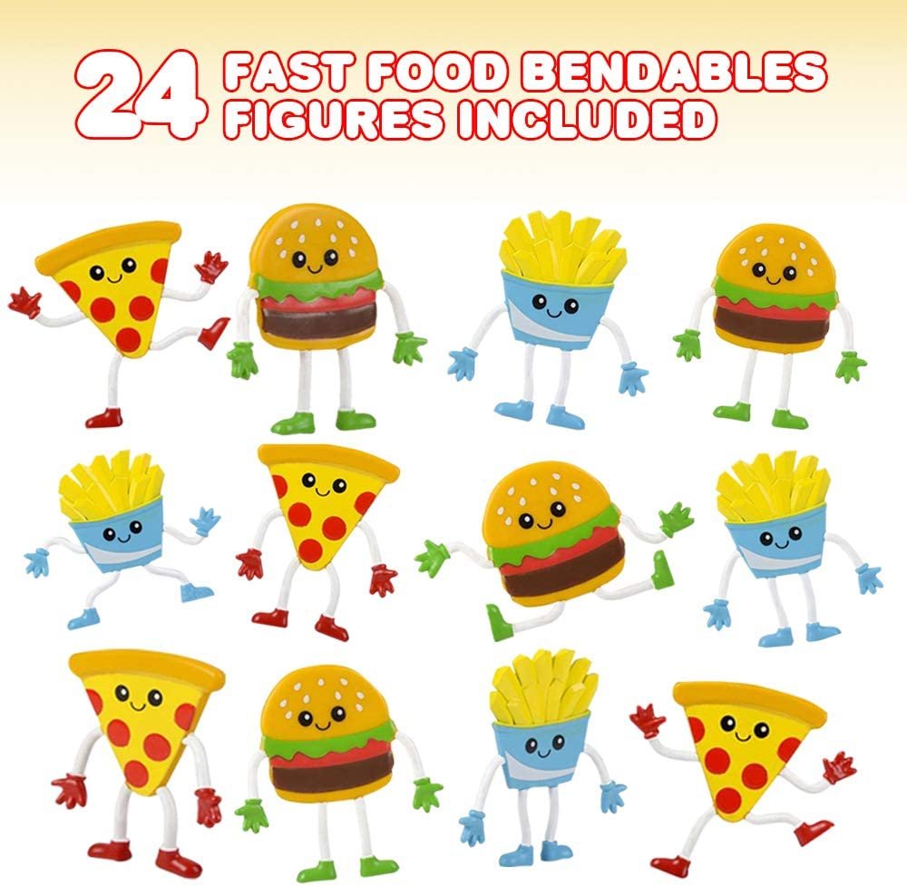 ArtCreativity Fast Food Bendable Figures, Set of 24 Novelty Food Shape ...