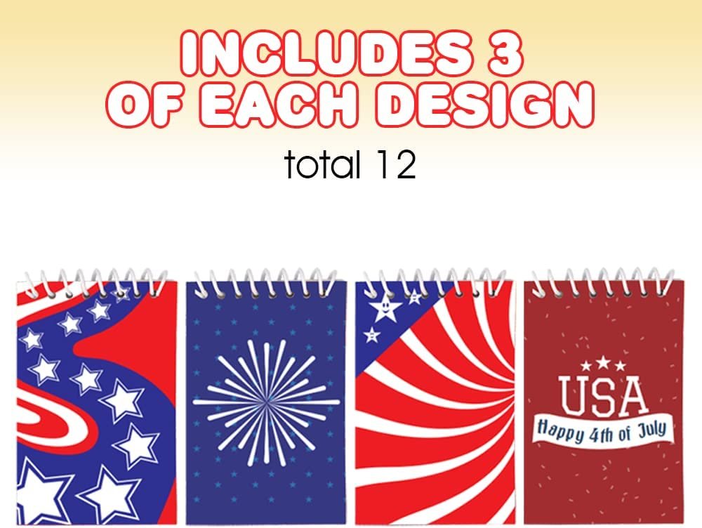 ArtCreativity Mini Patriotic Notepads, Pack of 12, Small Red, White, a ...