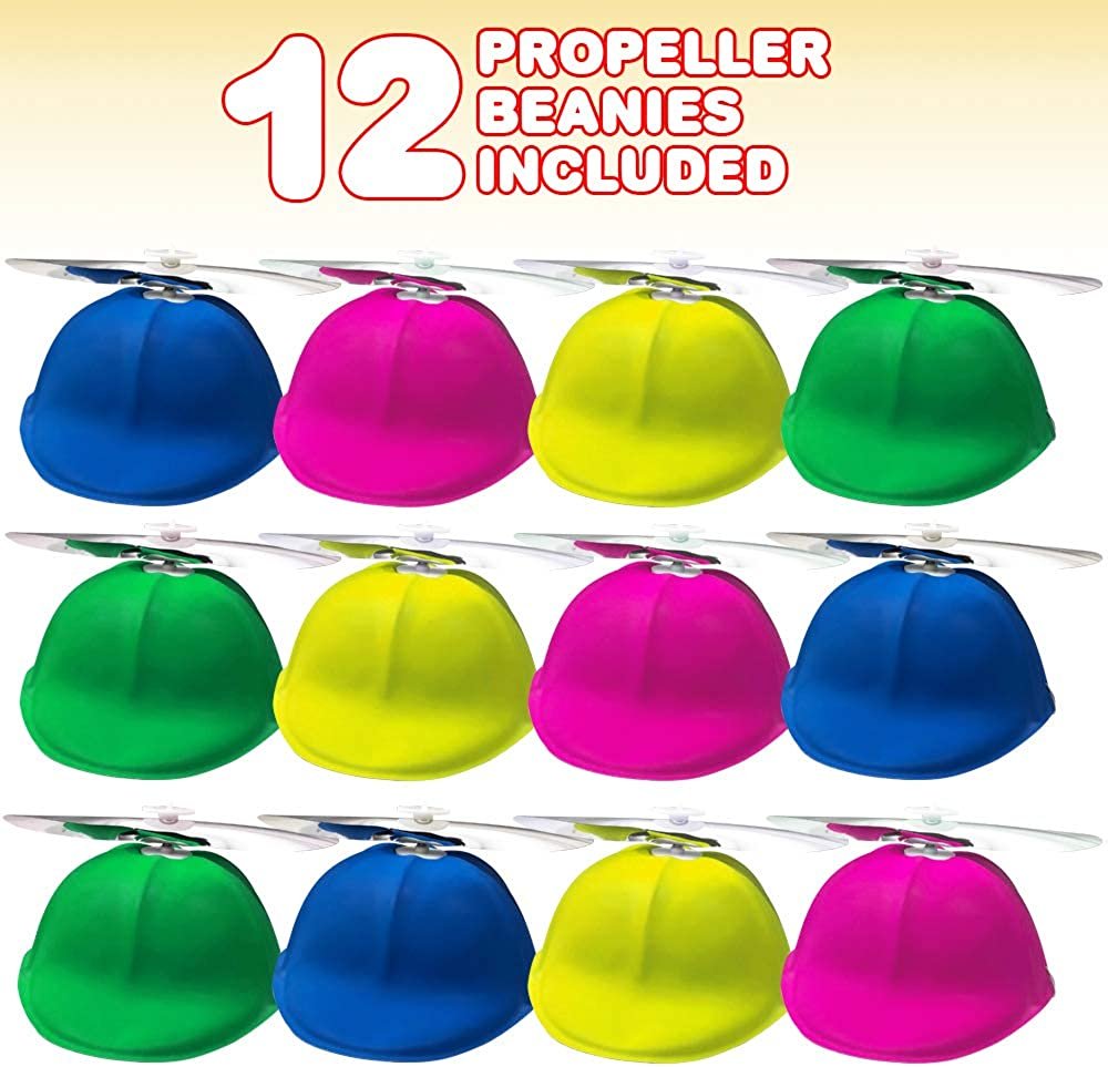 Propeller Beanie Hats for Kids, Pack of 12, Plastic Hats with Spinning ...