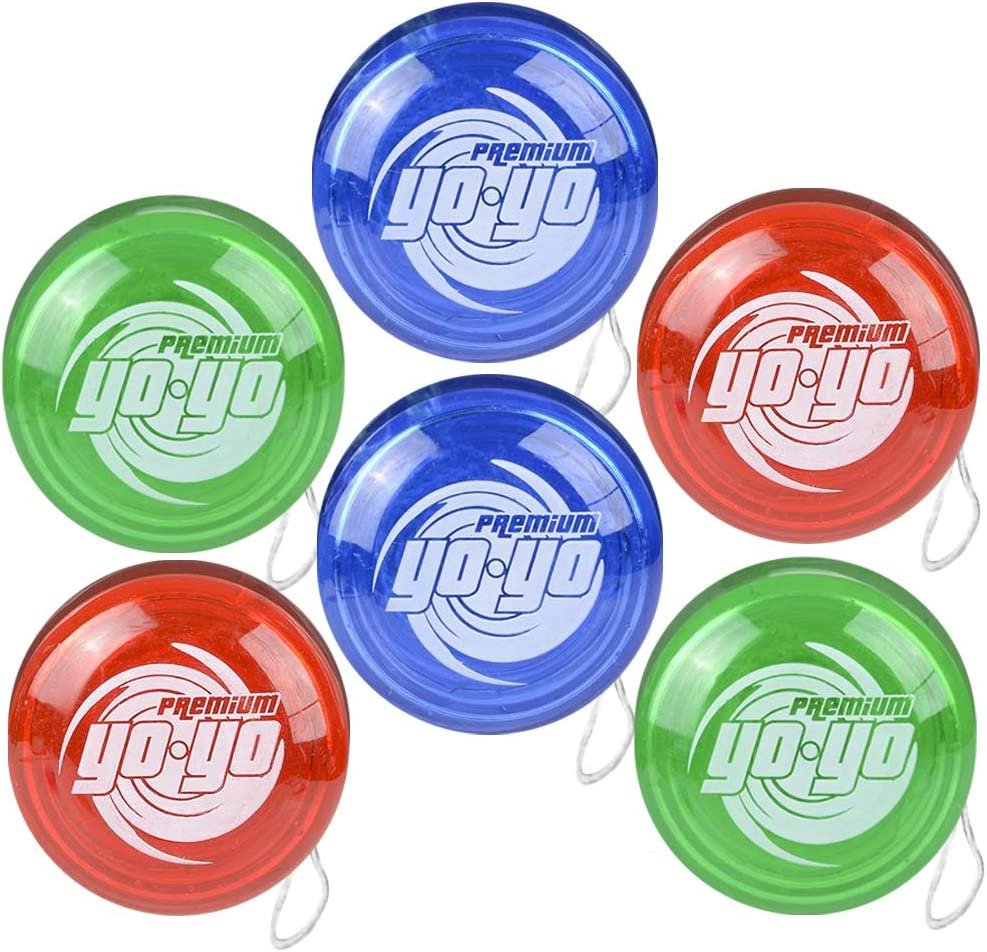 Premium Plastic Yoyos for Kids, Pack of 6 Yo-Yo Toys in Assorted Color ...