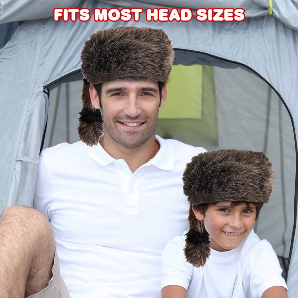 ArtCreativity Faux Fur Raccoon Hat for Kids, Animal Coonskin Cap with ...