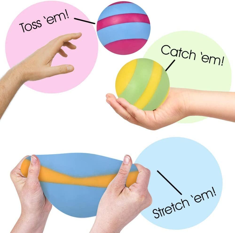 Stretchy Striped Gummi Balls, Set of 6, Stress Relief Fidget Sensory T ...