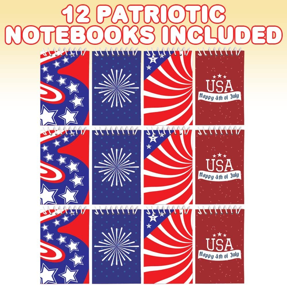 ArtCreativity Mini Patriotic Notepads, Pack of 12, Small Red, White, a ...
