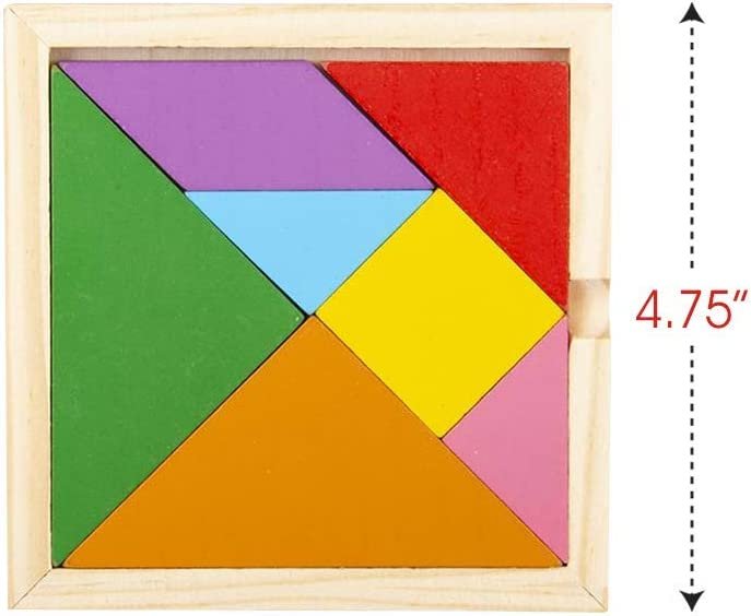 Wooden Tangram Puzzles for Kids, Set of 6, Wood Tangrams with 7 Colore ...