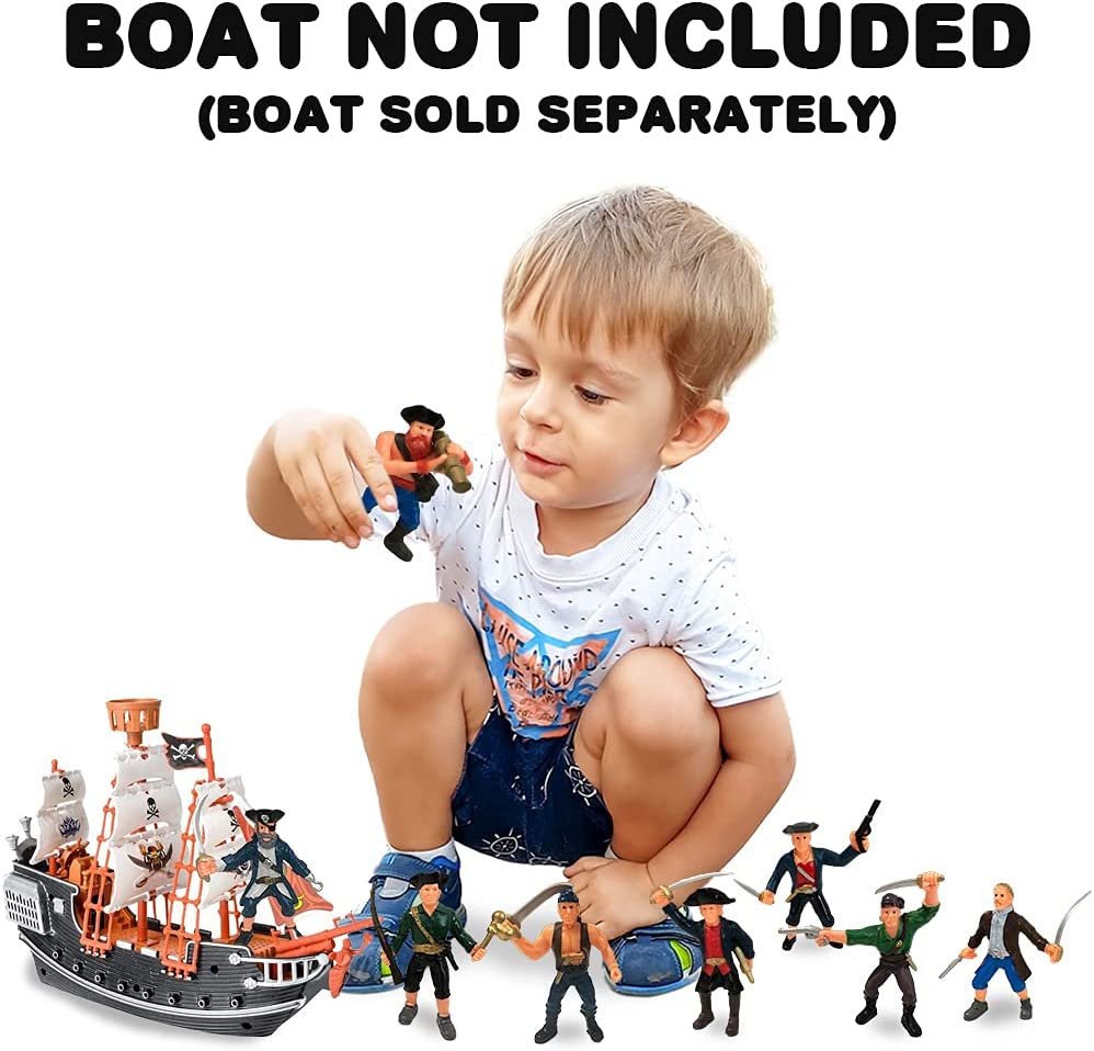 Pirate Action Figure Playset, Set of 8 Legendary Plastic Figures in As ...