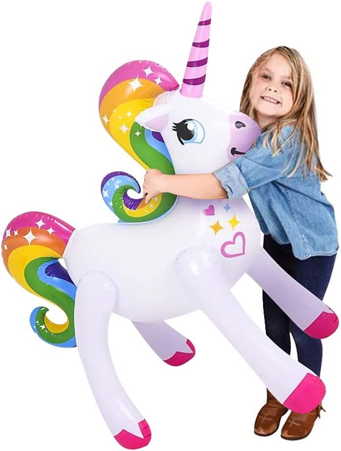 Giant Inflatable Rainbow Unicorn, 48" Blow-Up Unicorn Inflate for Birt ...